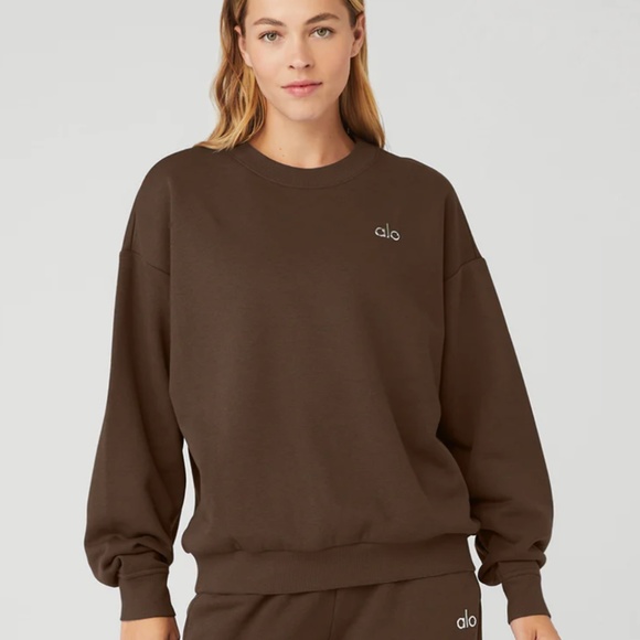 ALO Yoga | Tops | Alo Yoga Accolade Crew Neck Pullover Espresso Nwt | Poshmark
